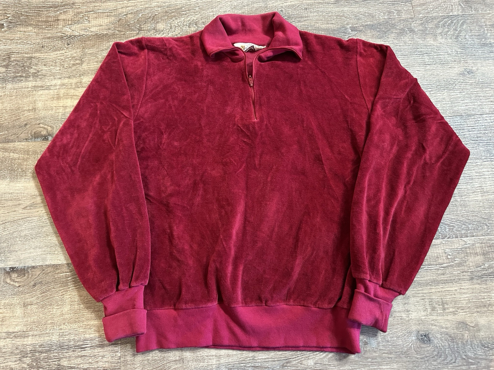 Vintage Terry Cloth Sweater Shirt Mens M Red Long Sleeve Mod MCM 60s ...