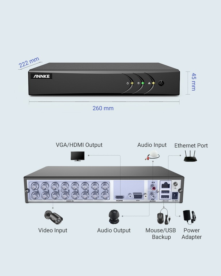 ANNKE 8CH 16CH 2MP 5MP Lite 4K 8MP DVR Recorder for CCTV Security ...