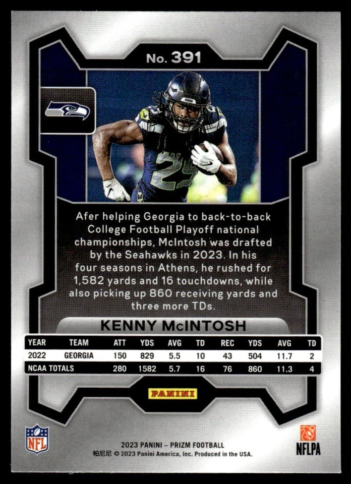 2023 Panini Prizm Rookie Kenny McIntosh RC Seattle Seahawks #391 | eBay