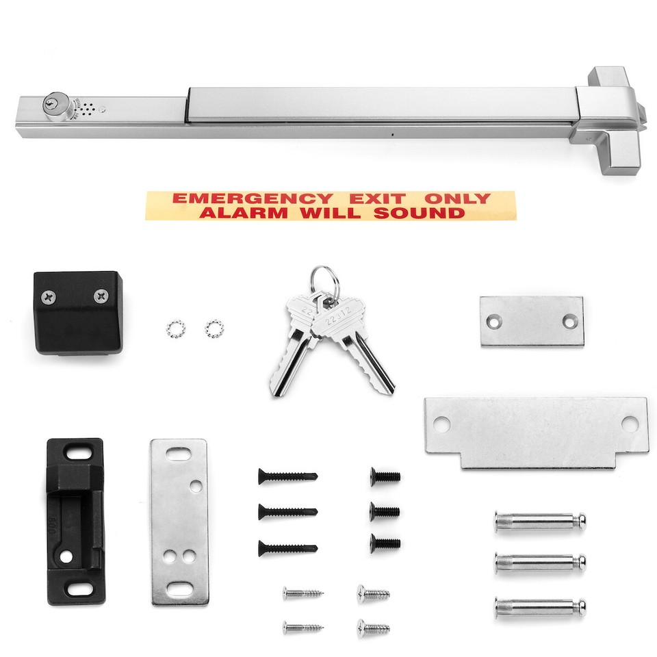 Commercial Door Push Bar Panic Exit Device With Alarm Sprayed Aluminum ...