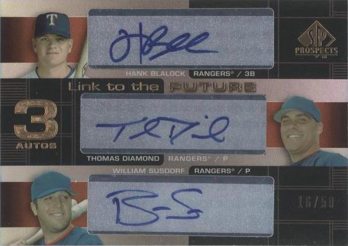 2004 SP Prospects - Link to the Future Triple Autographs Hank Blalock ...