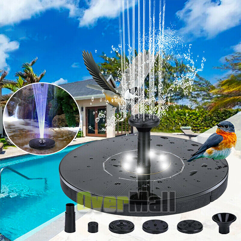 LED Solar Powered Water Fountain Pump 6 LED Bird Bath Floating Garden ...