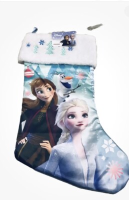 Disney FROZEN Elsa Anna Olaf Faux Fur Blue Christmas Stocking 16 inch ...