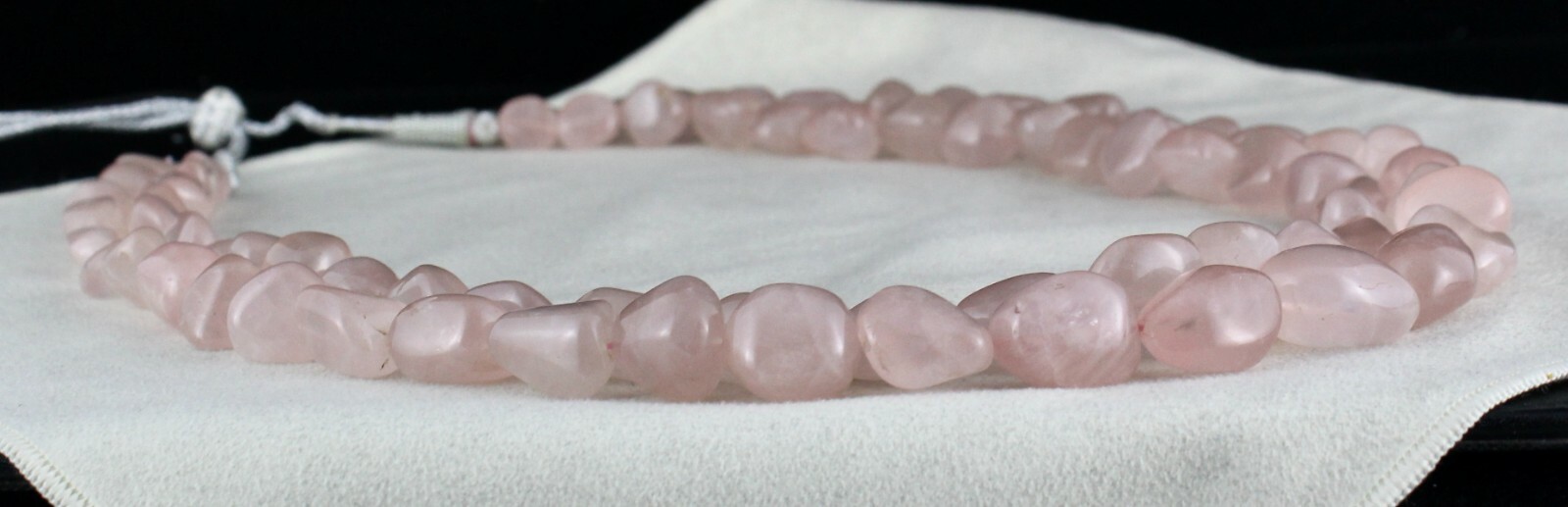 Natural Rose Quartz Beaded Necklace 2 Line 1109 Carats Nuggets Gemstone ...