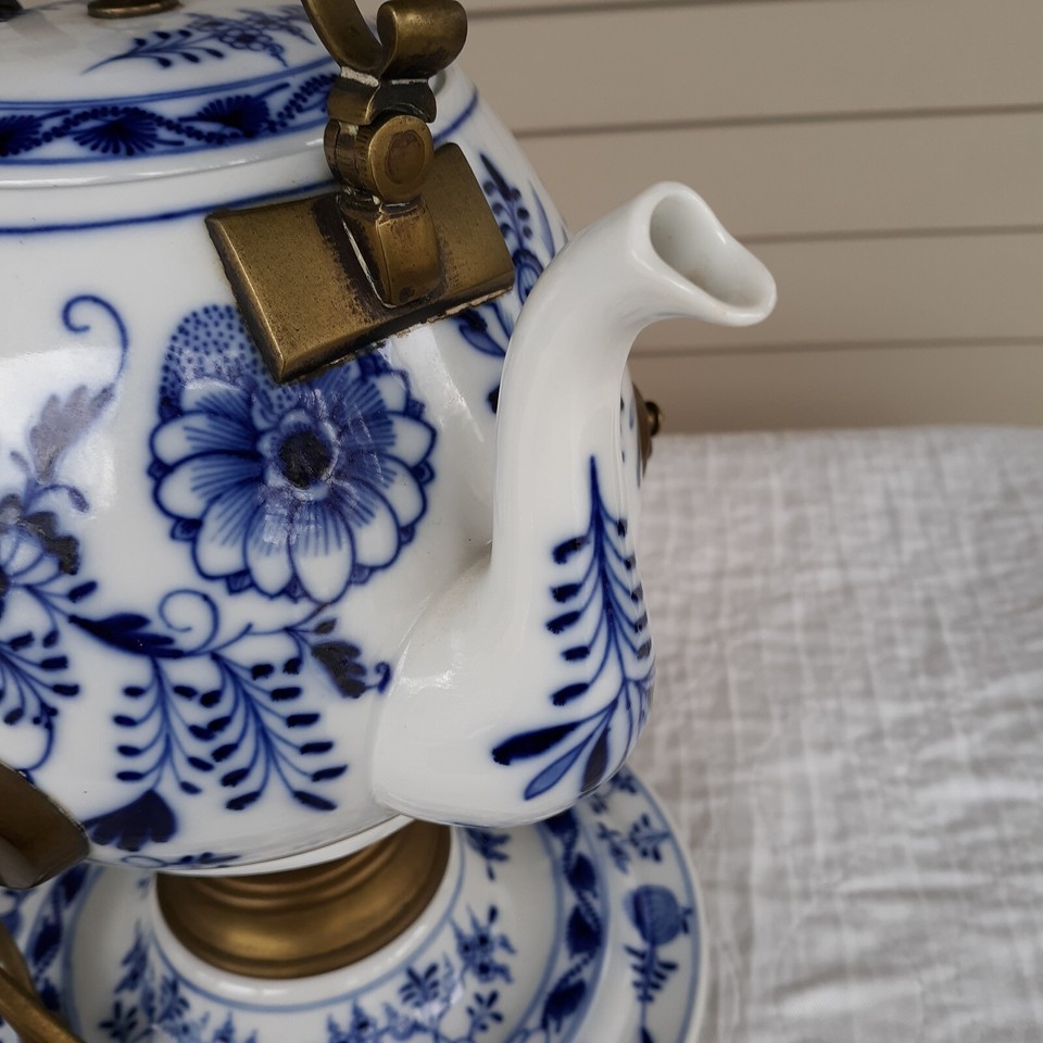 Antique Meissen Blue Onion China Teapot Porcelain Germany with Stand ...