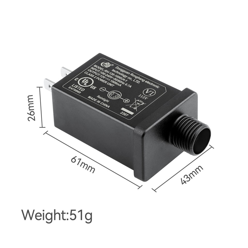 2Pcs 12V 1A Class 2 LED Transformer Replacement for String Light Power ...