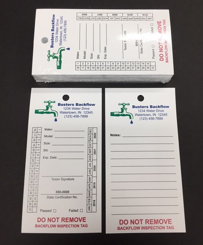 Backflow Inspection Tags - Custom Print - Waterproof - UV Resistant ...