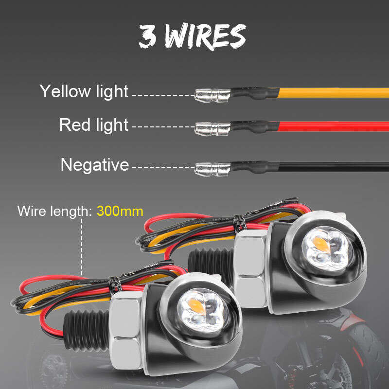 2X Mini Motorcycle LED Indicator Turn Signal Light Blinker Red Brake ...