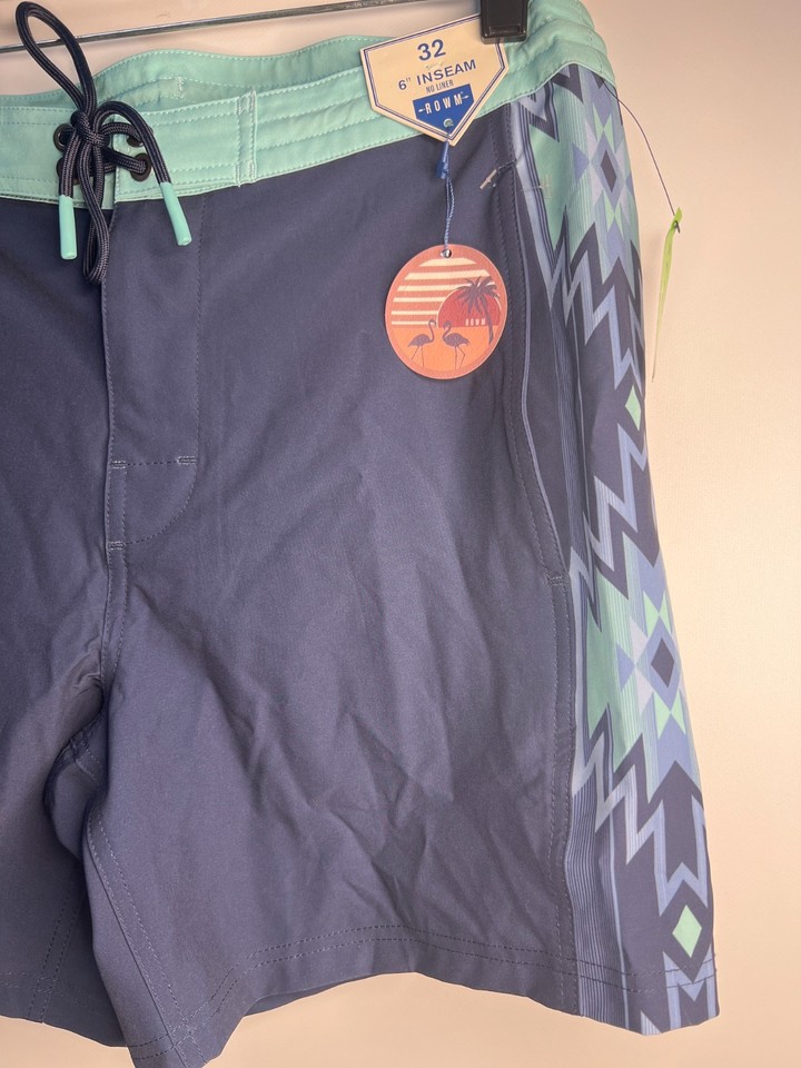 ROWM Men’s Swim Trunks Board Shorts Blue Teal Size 32 | 6” Inseam | NWT ...