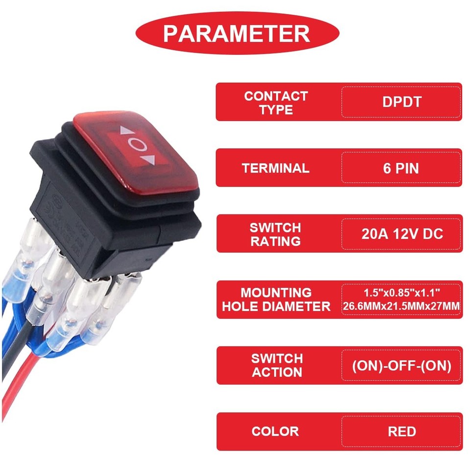 12V 20A 3-Position Momentary Rocker Switch Red LED Car Boat | eBay UK