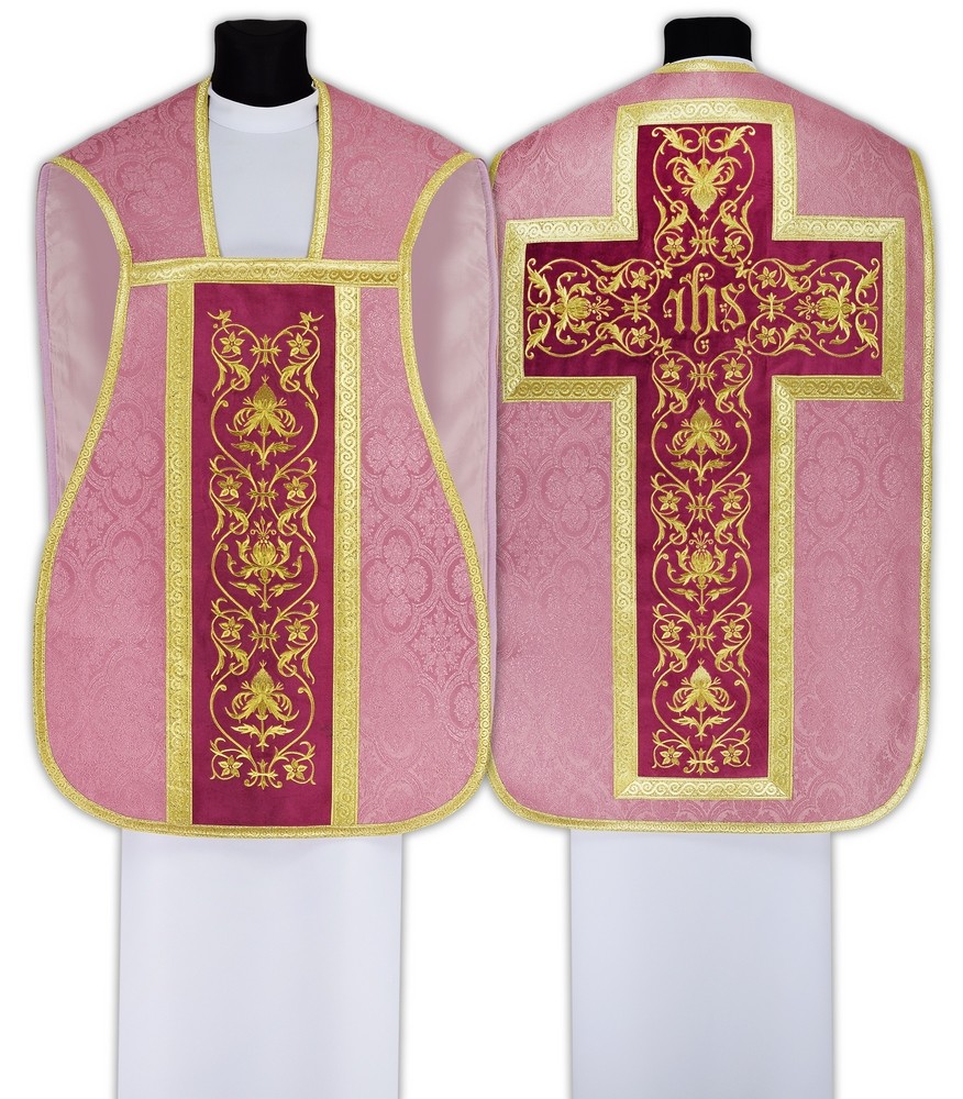 Rose Fiddleback Roman Chasuble with stole Vestment Casulla Rosa Casula ...