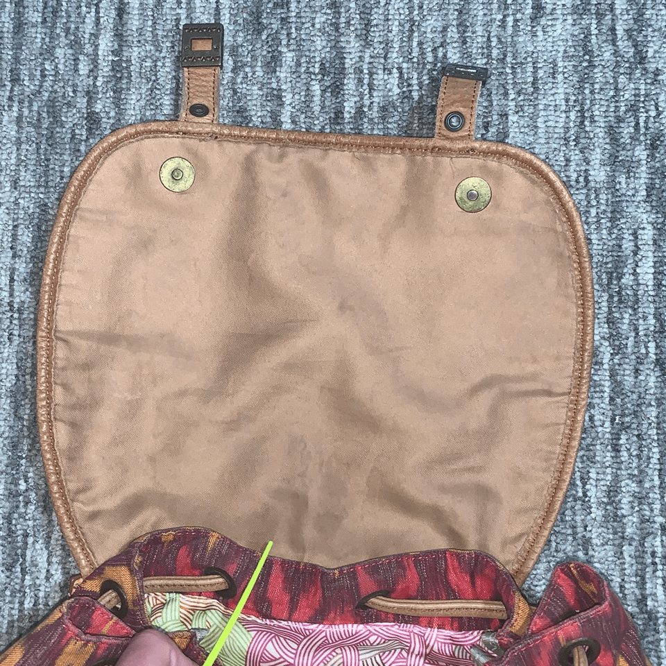 The Sak Ventura Brown Canvas Leather Backpack Drawstring Tribal Aztec ...
