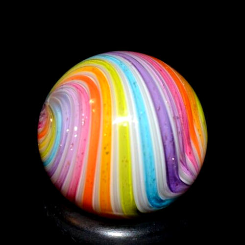 HOT HOUSE GLASS MARBLE/.683"-PASTEL DICHROIC RAINBOW STRIPE #642 ...