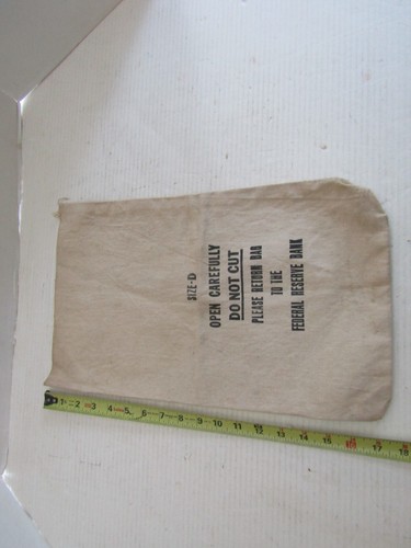 DEPOSIT Money Bag Cents Coins Bank Canvas Cloth FEDERAL RESERVE SIZE D ...