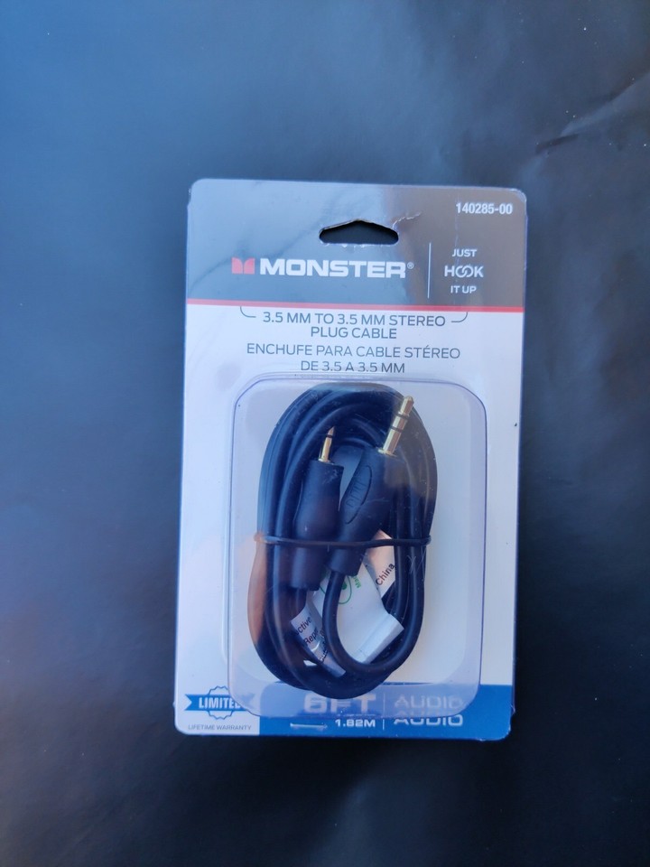 Monster Stereo Cable 6' Long Black 3.5mm to 3.5mm #140285-00 NEW | eBay
