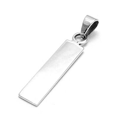 925 Sterling Silver Rectangular Long Engravable Pendant | eBay