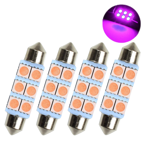 4pcs 41mm Pink Purple 6SMD LED Bulb Car Interior Lamp DC 12V For Dome ...
