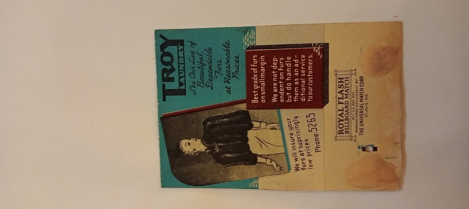 Troy Laundry New York Matchcover Lot 243 | eBay