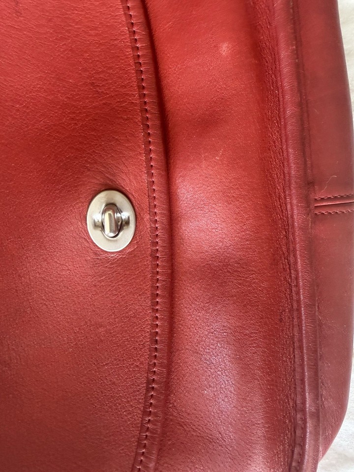 Red Coach Leather Shoulder Bag - Some Damage - Read Description | eBay