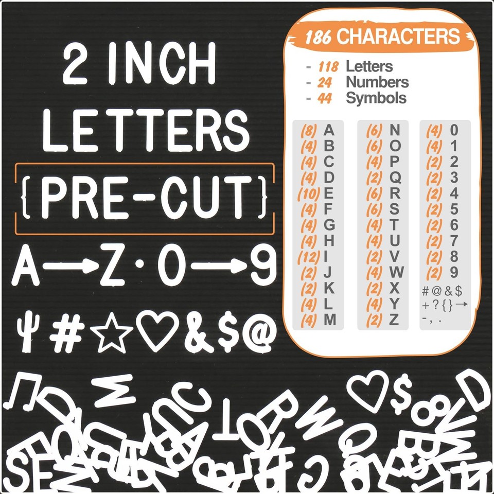 2 Inch Letters for Letter Board Only, 2 Inch, 2 White (186 Pcs) | eBay