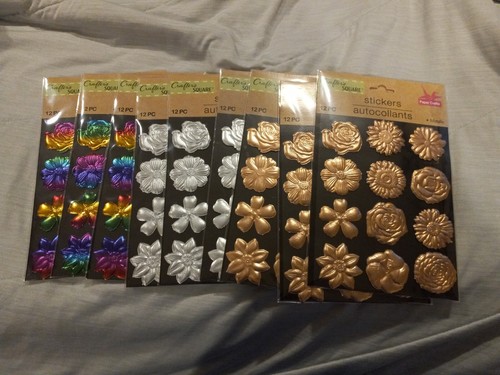 Puffy Metallic Floral Stickers Crafters Square New 9 Sheets 12 Per Puffy Metallic Floral Stickers Crafters Square New 9 Sheets 12 Per
