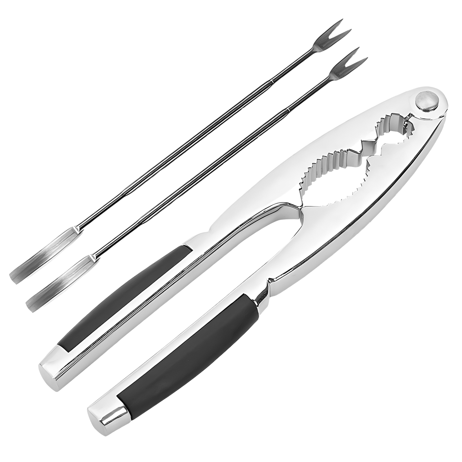 3pcs Metal Nut Cracker Set With Fork Almond For Walnut Non Slip Handle ...