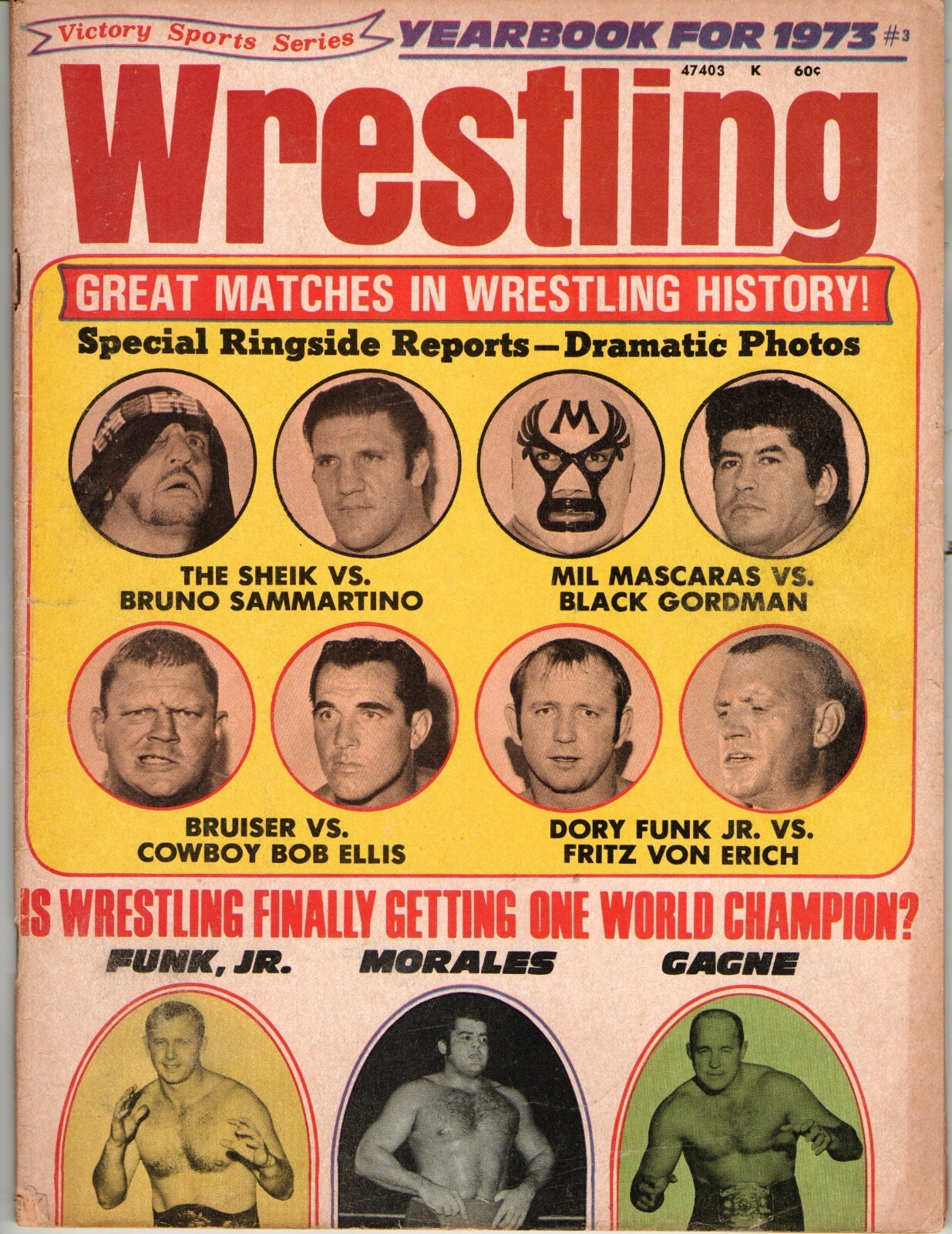 WRESTLING 1973 YEARBOOK #3 DORY FUNK JR FRITZ VON ERICH MIL MASCARAS ...