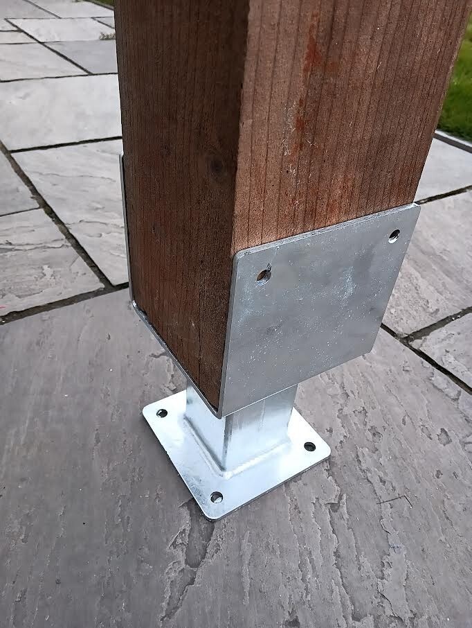Post Support Bracket Socket 6" - 150mm Pergola Pillar Ground Plate ...