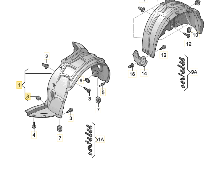 AUDI A3 8V Front Left Wheel Housing Liner Genuine 8V5821171B | eBay