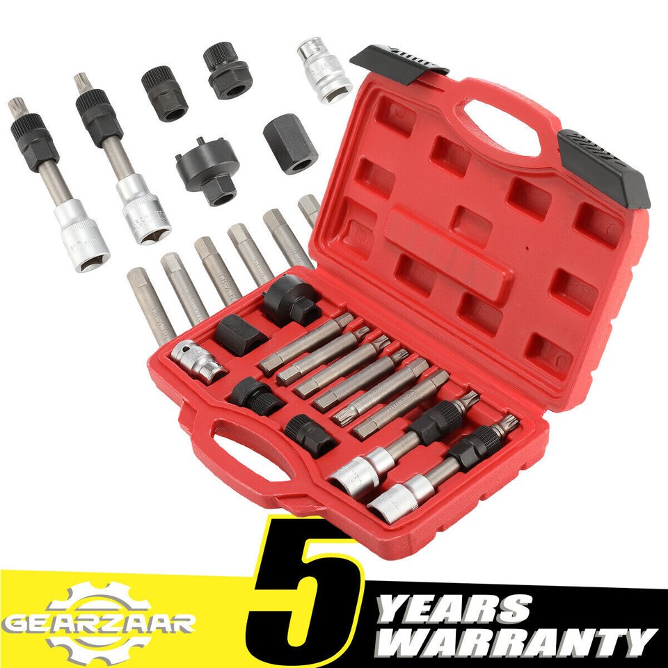 13Pcs Alternator & Pulley Socket & Bit Tool Set For VW Audi BMW ...