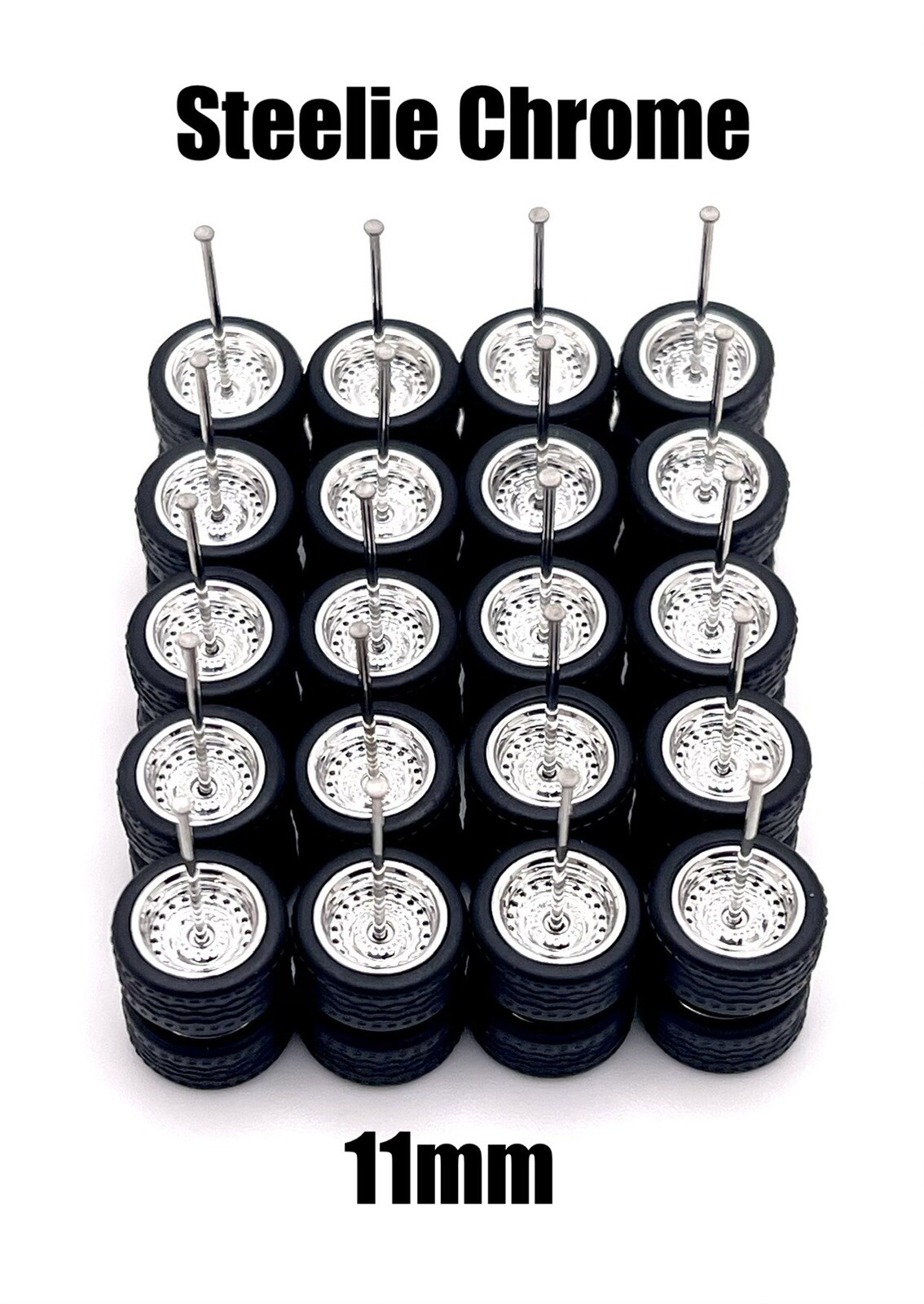 10x Chrome Steelie FOR Real Riders Wheels w/ Rubber Tires Sets 1/64 | eBay