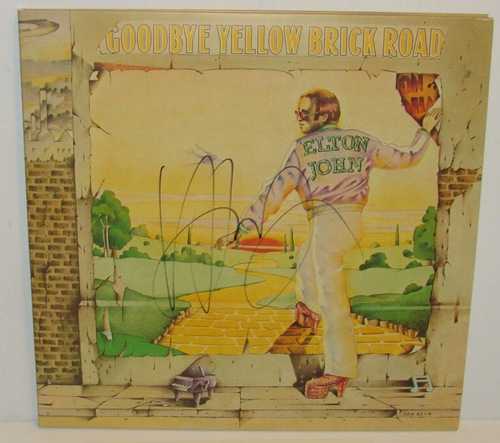 Elton John Hand Signed Goodbye Yellow Brick Road Vinyl Album ...