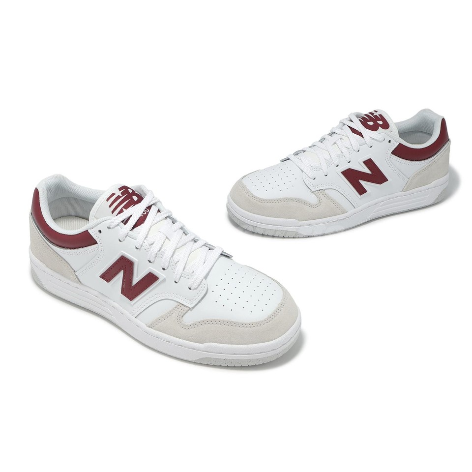 New Balance BB480 NB White Burgundy Men Unisex Casual Lifestyle Shoes ...