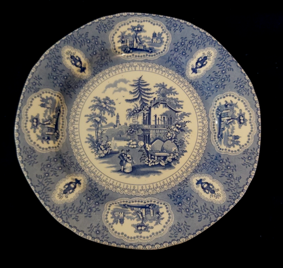 VINTAGE RINGTONS TEA BLUE & WHITE TRANQUIL GARDEN PLATE WITH BOX VGC m ...