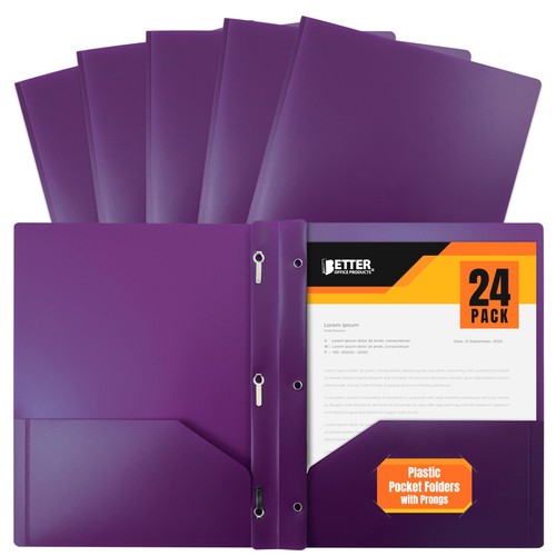 Purple Plastic 2 Pocket Folders with Prongs, Heavyweight, Letter Size ...