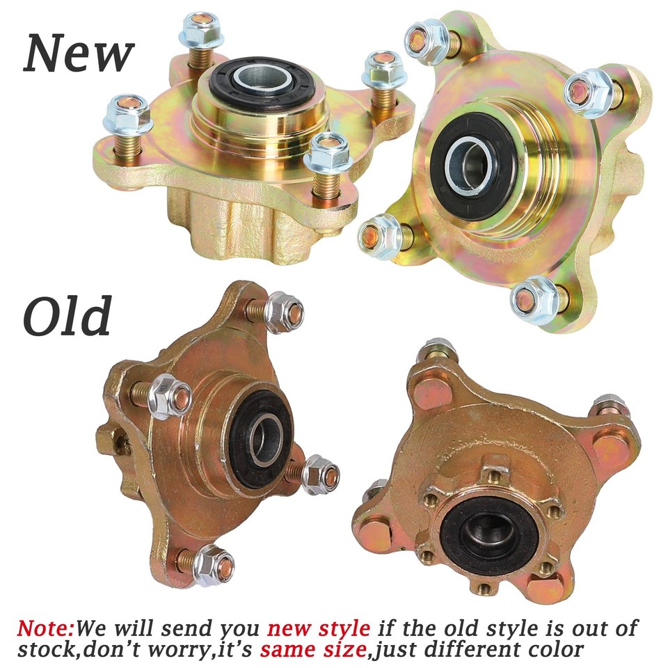 2PCS/Set Front Wheel Hubs With Bearings Assembly 4 Lugs For ATV Quad Go ...