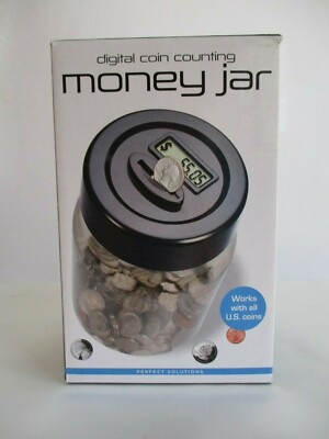Digital Coin Counting Money Jar Black Top Clear Base NIB | eBay