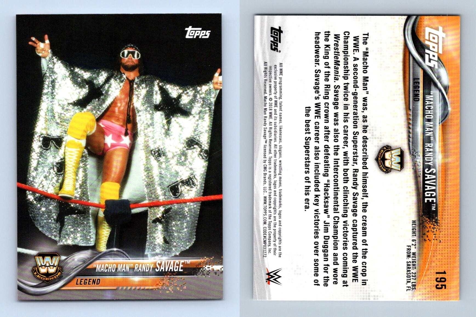 Macho Man Randy Savage #195 WWE Then Now Forever 2018 Topps Trading ...