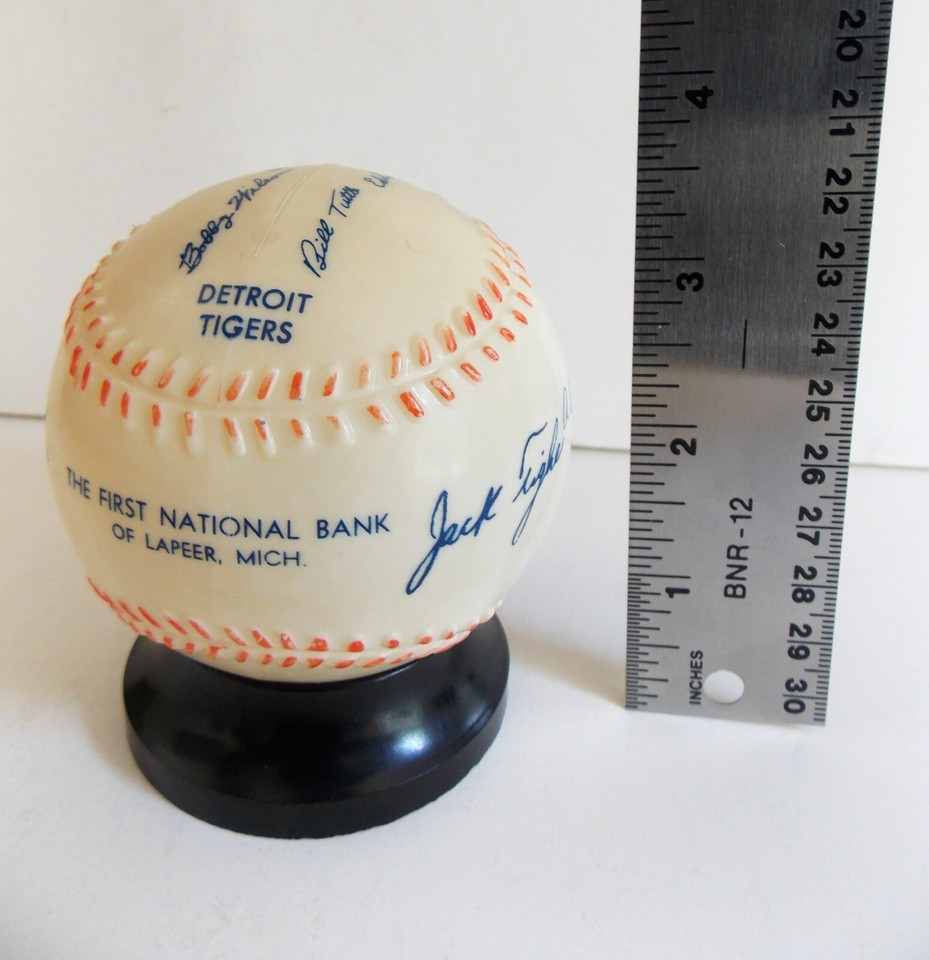 VINTAGE 1950's DETROIT TIGERS BASEBALL COIN BANK - FACSIMILE SIGNATURES ...