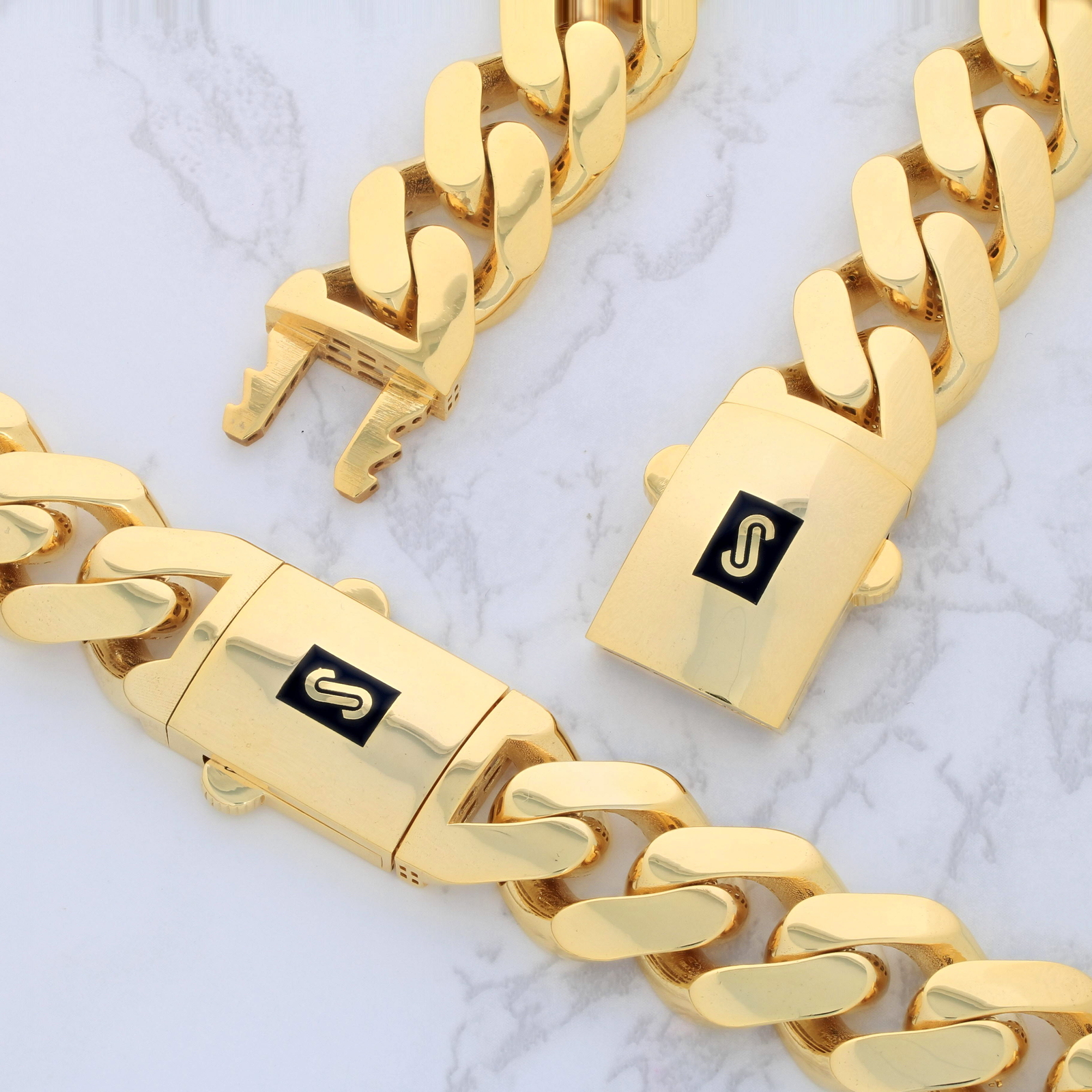 10K Yellow Gold Miami Cuban 20mm Royal Monaco Link Chain Bracelet 8.5 ...