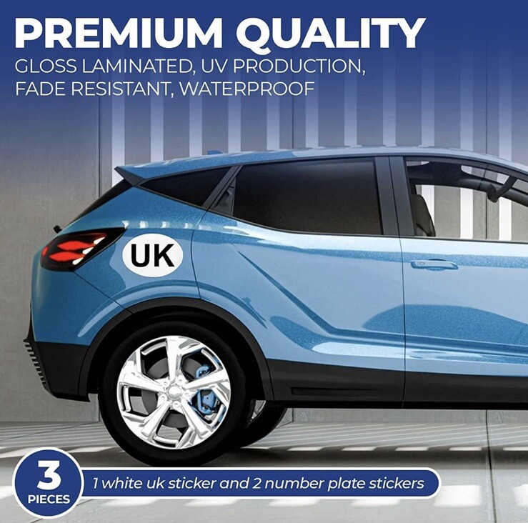 UK Car Stickers Euro Travel, Number Plate(1PC UK Oval+2PCS) Union Jack ...