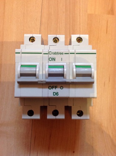 Crabtree polestar Mcb -Triple Pole -6 Amp -D Type - 63D/06 - Bs60898 ...