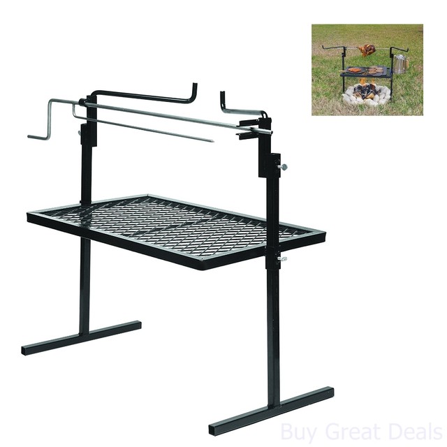 Stainless Cooking Grate Rotisserie BBQ Stand Open Fire Pit Spit Grill ...