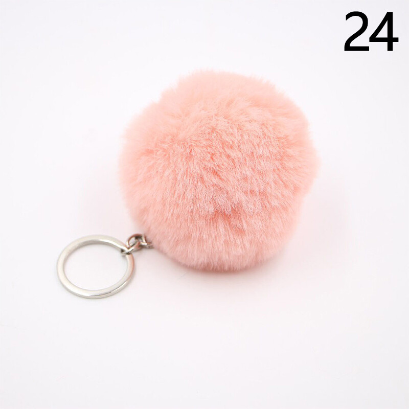 Soft Fur Fluffy Ball Keychain PomPom Key Chains Keyring Charms Handbag ...