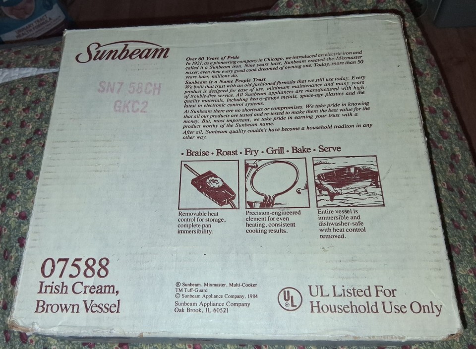 BRAND NEW IN BOX Sunbeam Multi Cooker Fry Pan Tuff Guard 1984 #07588 ...