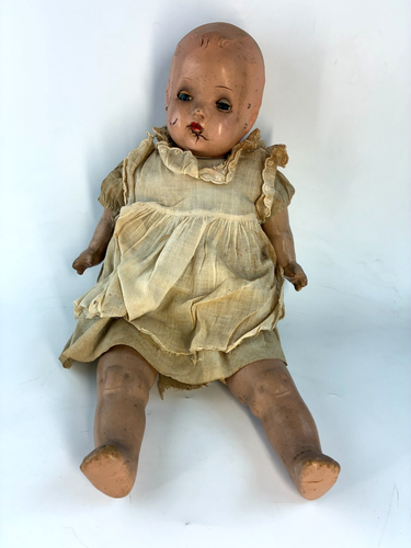 Vintage Creepy Distressed Old Composition Cloth Body Horsman Doll 18 ...