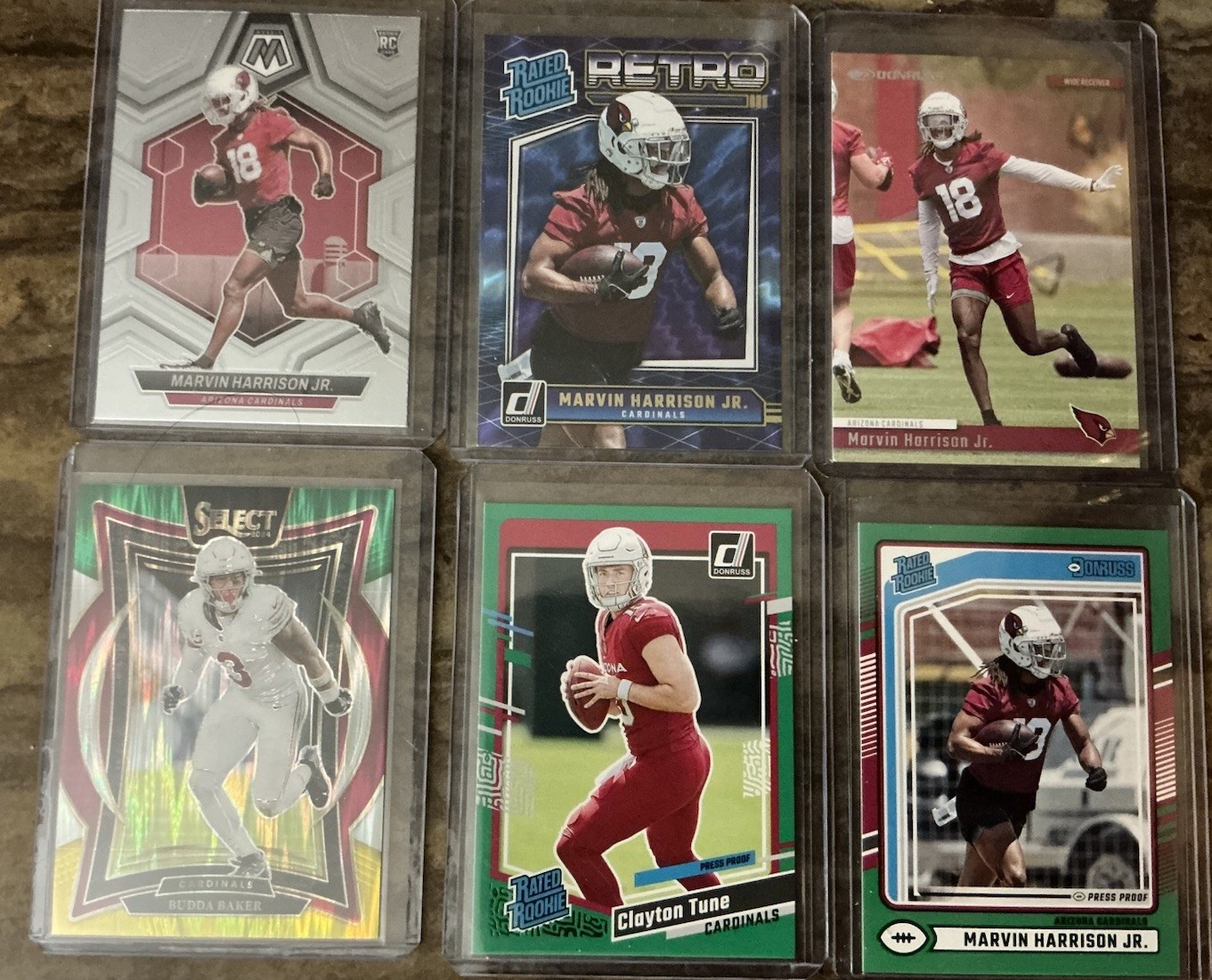 (28) Arizona Cardinals Football Card Lot (C. Tune RPA, M. Wilson Auto ...