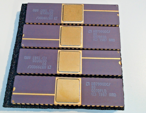 Lot of 10x AMD AM7990DC/ Ethernet LAN Controller ICs – Ceramic Gold Lid ...