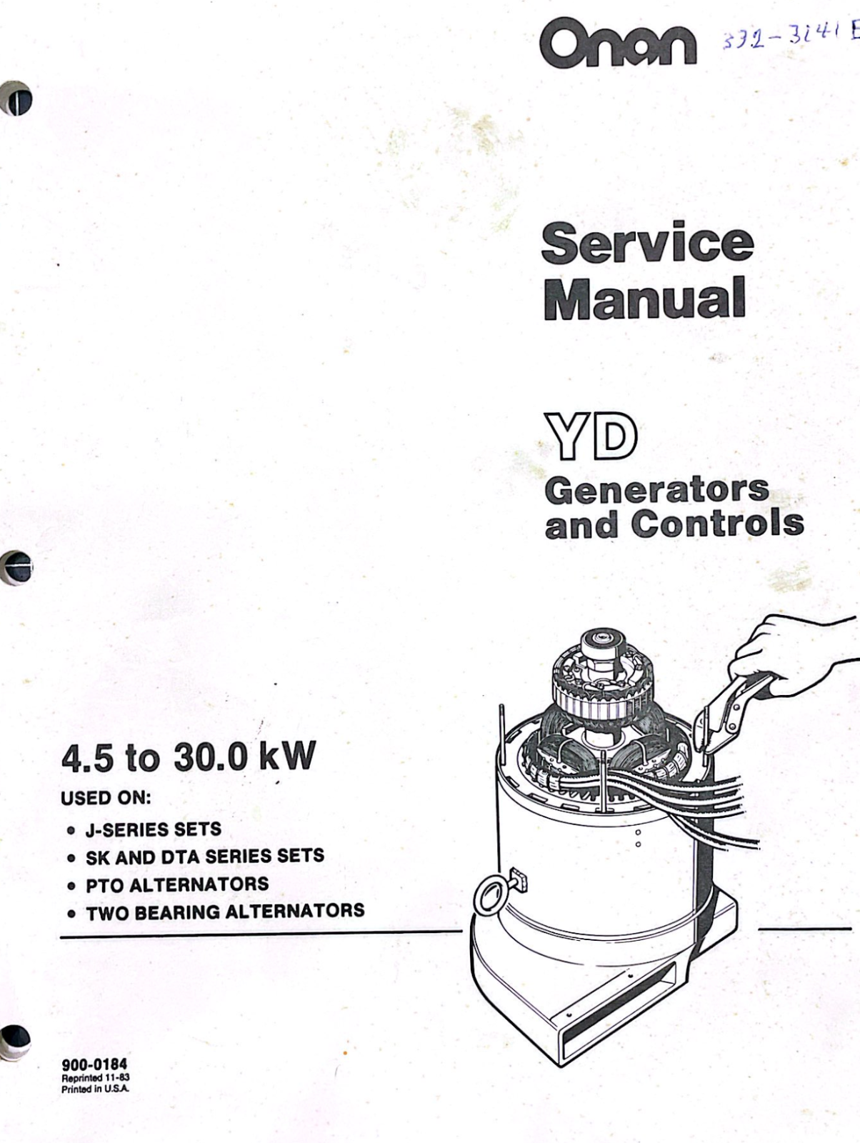 PDF E-Delivery Onan Service Manual YD Generators and Controls 900-0184 ...
