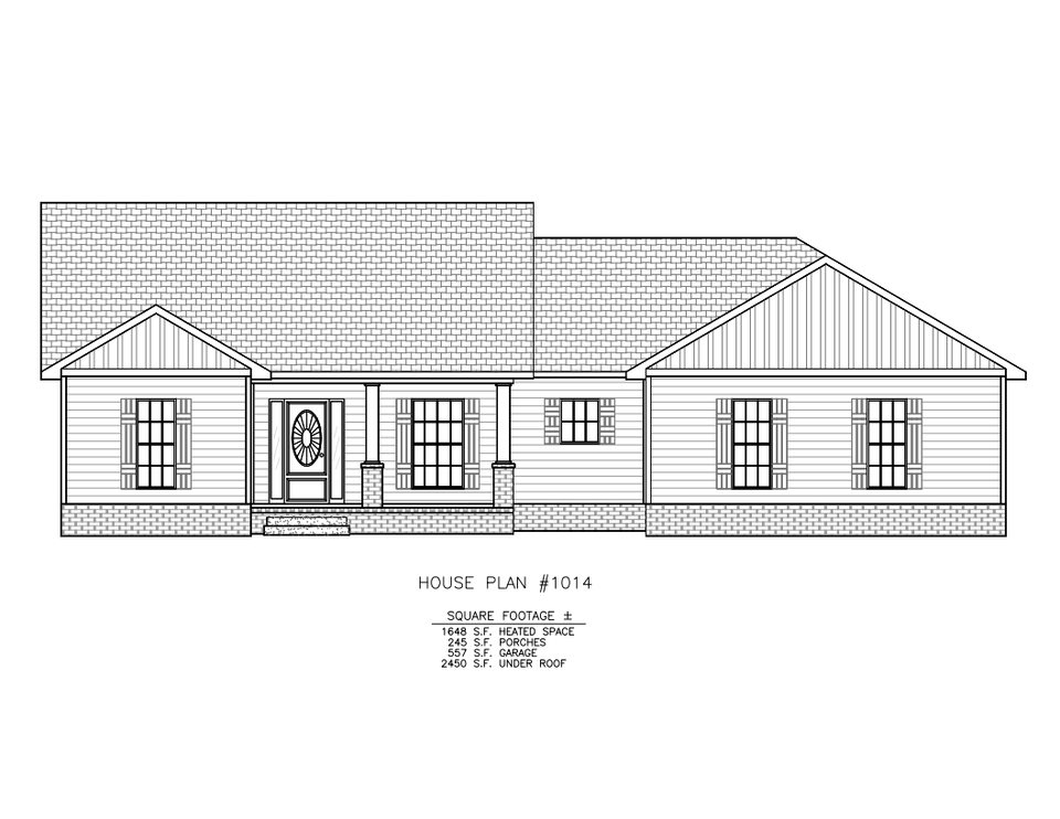 Ranch House Plans 1648 SF 3 Bed 2 Bath Open Floor Split BR (Blueprints ...
